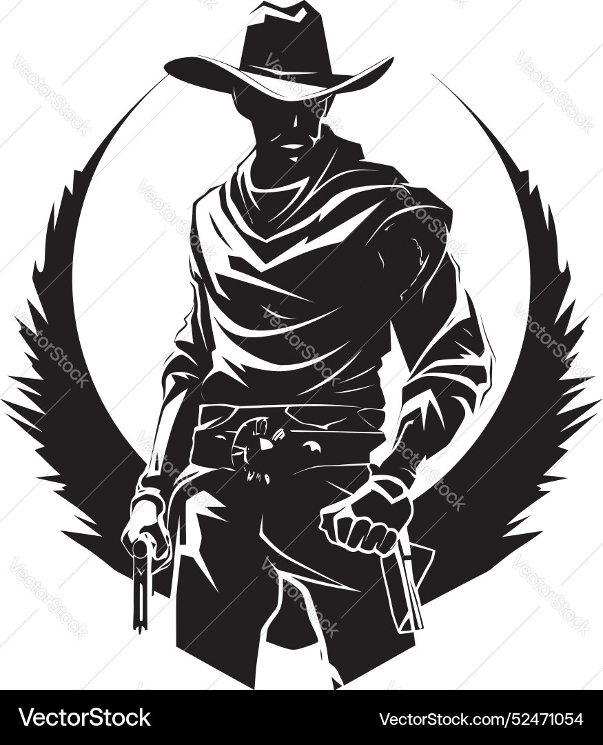 Desert duelist cowboy holding a gun logo quick Vector Image
