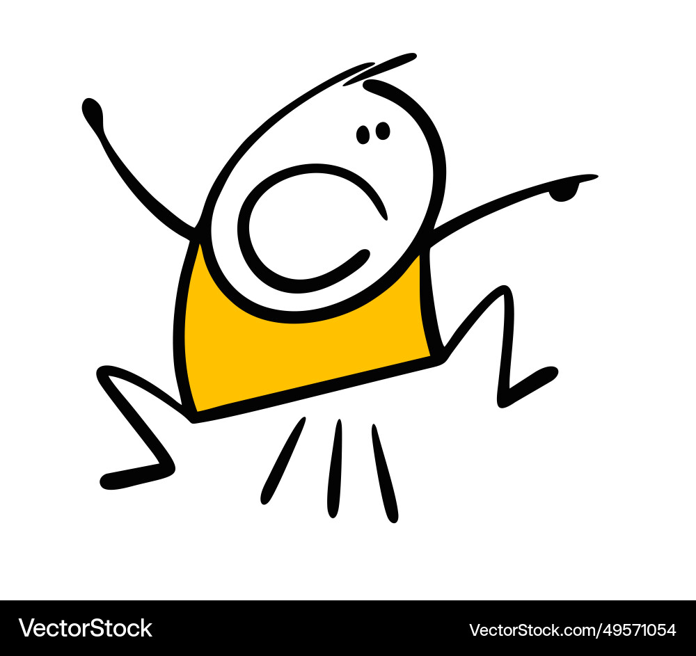 Funny startled stickman jumped in surprise Vector Image