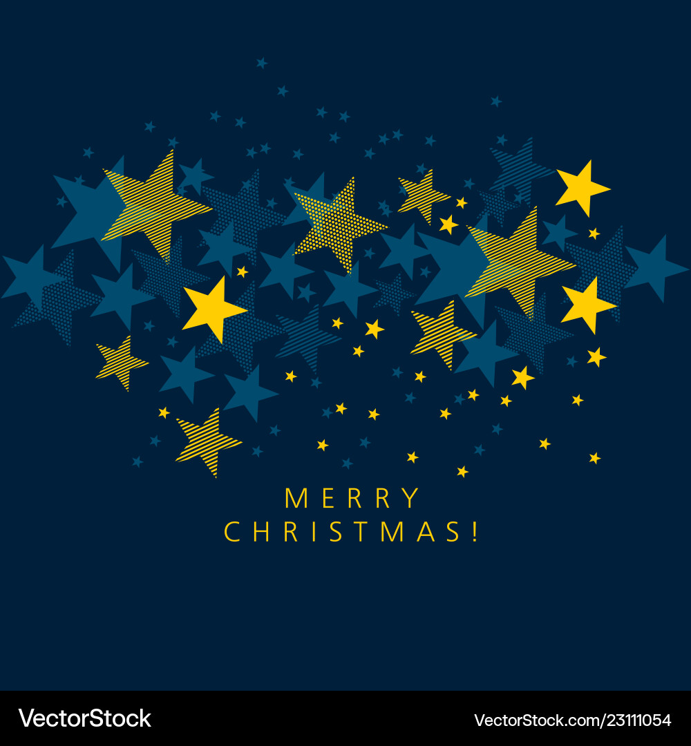 Geometric yellow star on deep blue background Vector Image