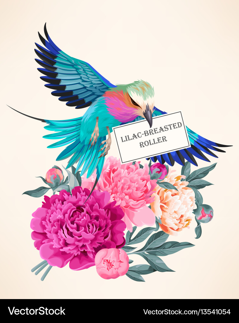 Greeting card with bird Royalty Free Vector Image