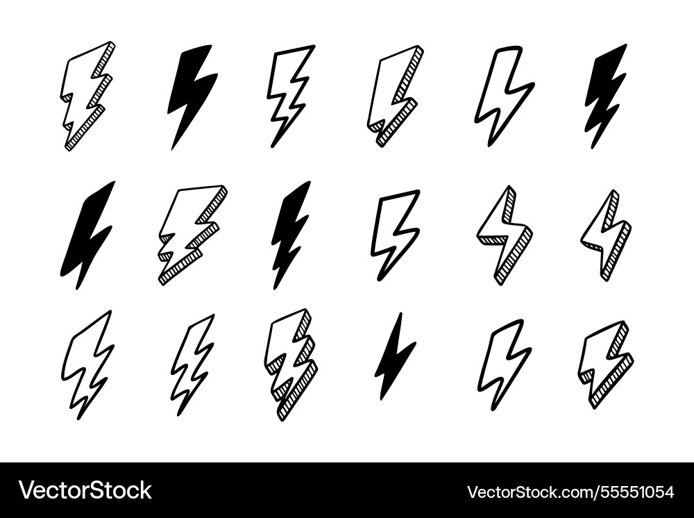 Hand drawn doodle electric lightning bolt Vector Image