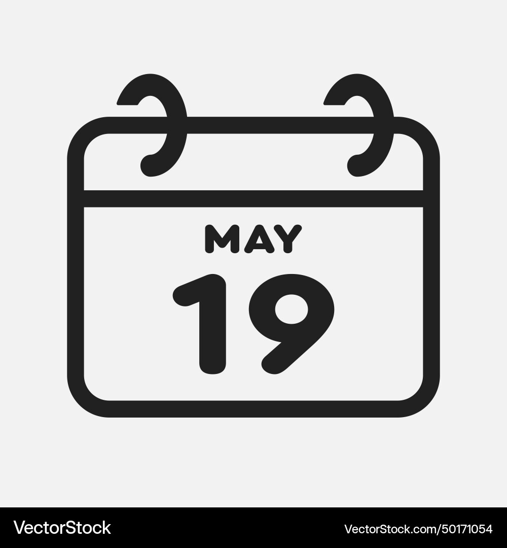 Icon page calendar day - 19 may Royalty Free Vector Image