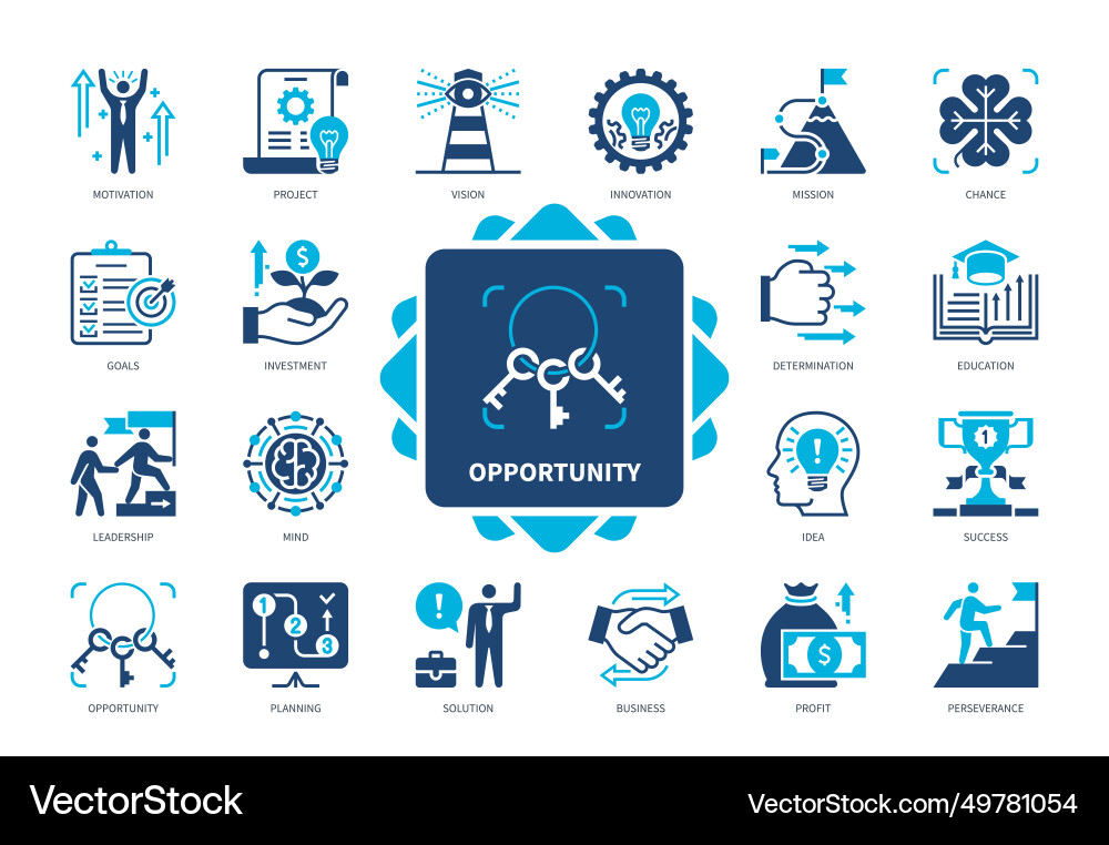 Opportunity solid icon set Royalty Free Vector Image