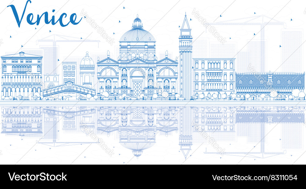 Outline venice skyline silhouette Royalty Free Vector Image