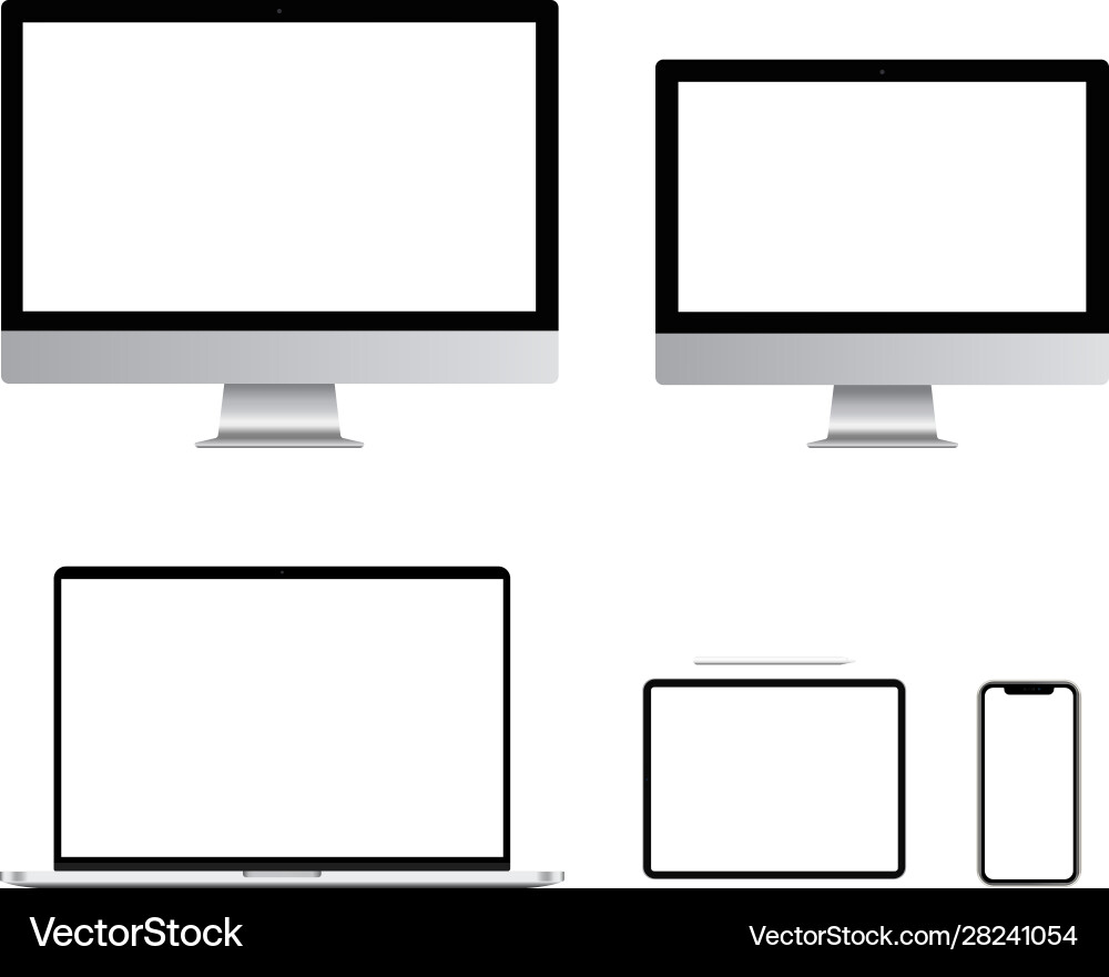 Realistic blank computer monitor smartphone Vector Image