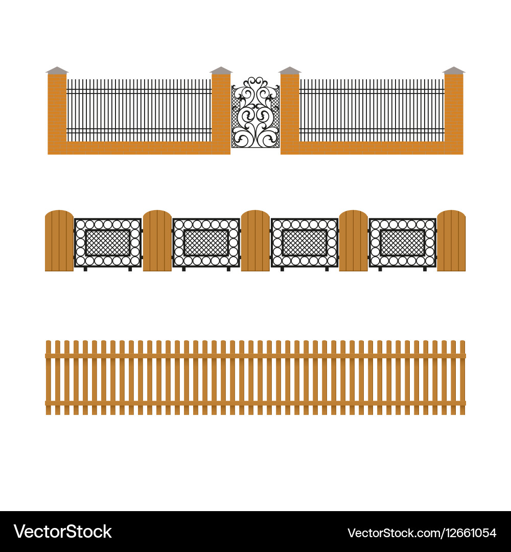 Set of different fences Royalty Free Vector Image