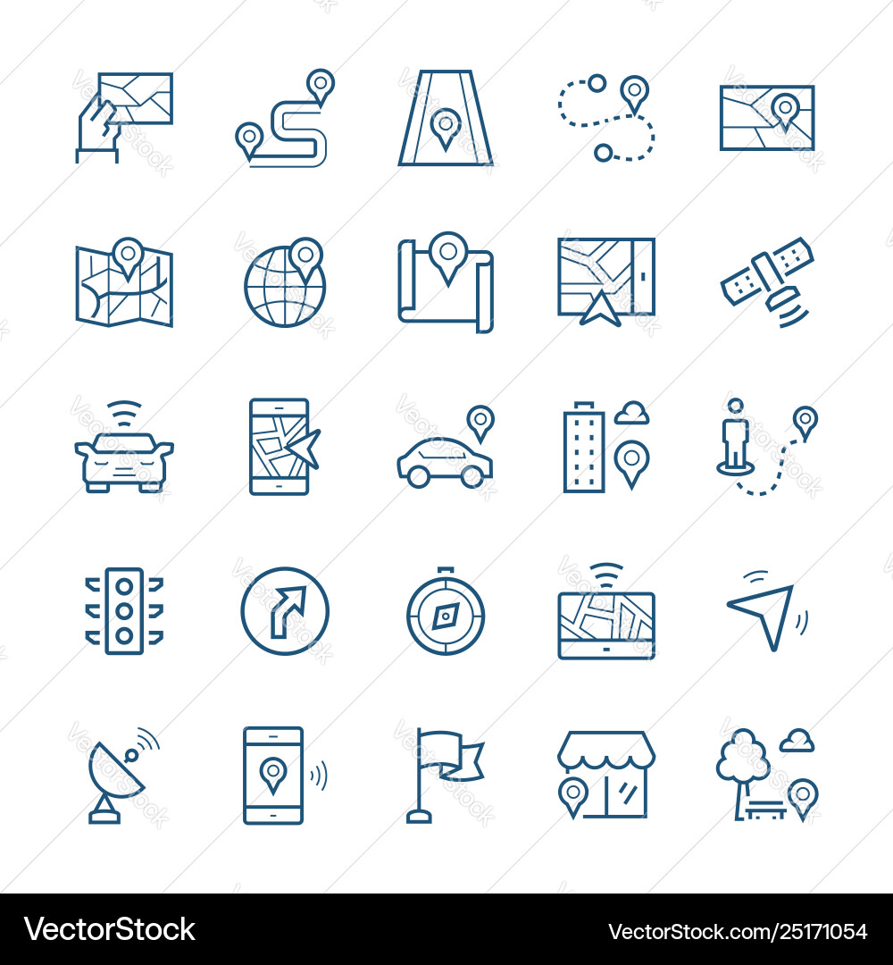 Simple icon set navigation items in thin line Vector Image