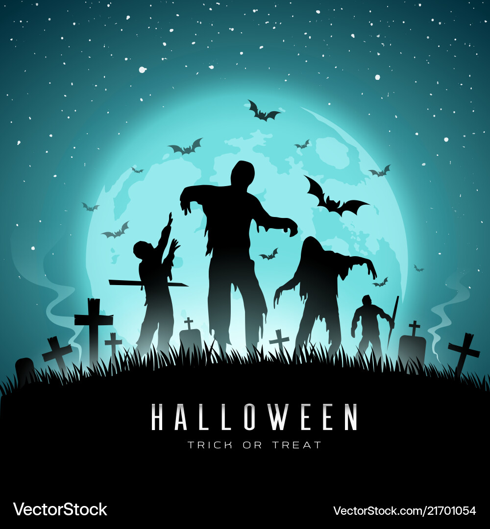 Spooky Halloween Moon Scene Royalty Free Vector Image