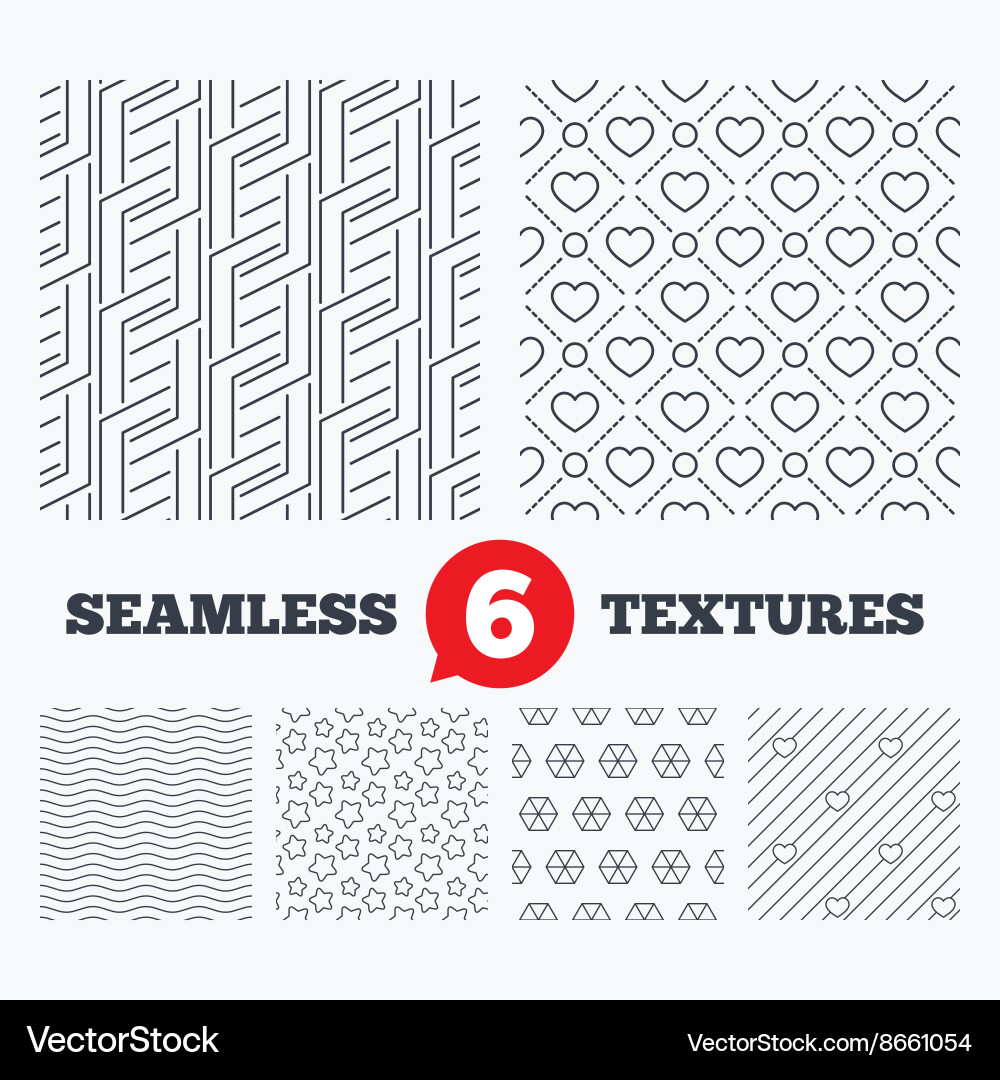 Stars diagonal lines and hearts textures Vector Image