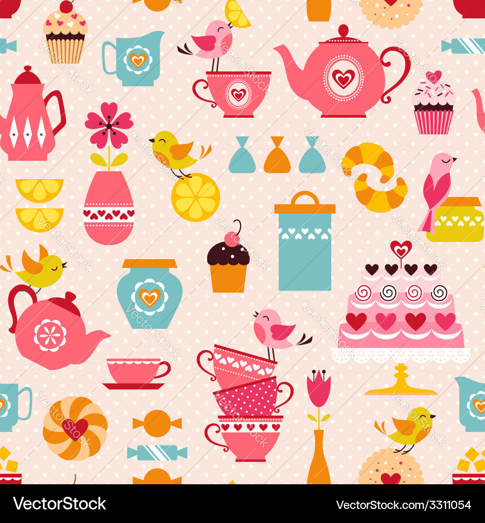 Tea with love pattern Royalty Free Vector Image