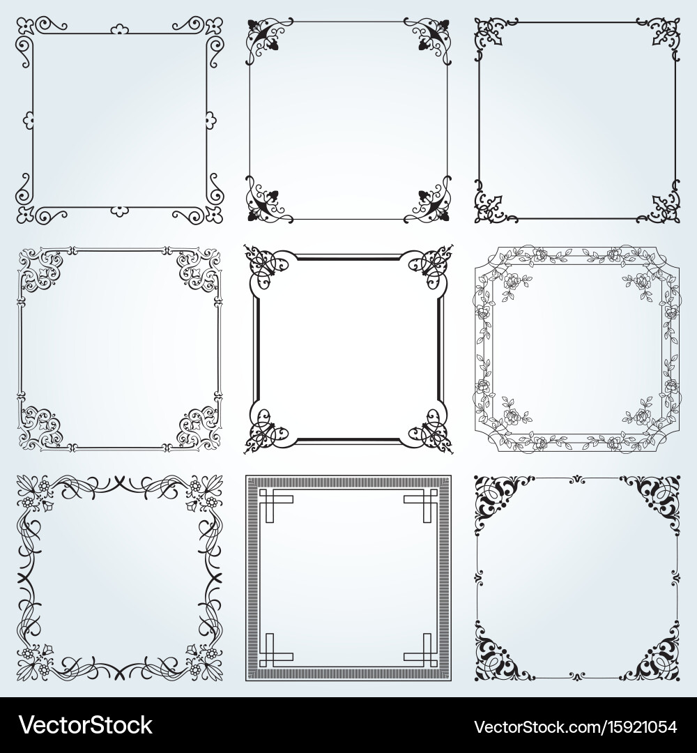 Vintage Square Border Set Royalty Free Vector Image