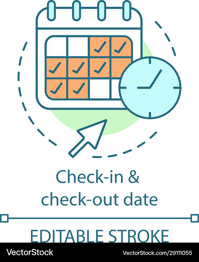 Check-In Check-Out Calendar Icon Royalty Free Vector Image