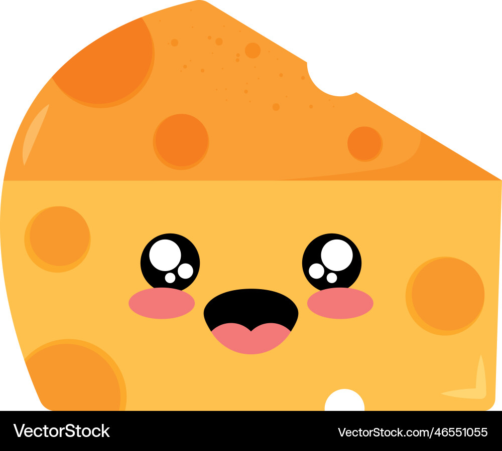 Cute cheese portion kawaii character Royalty Free Vector