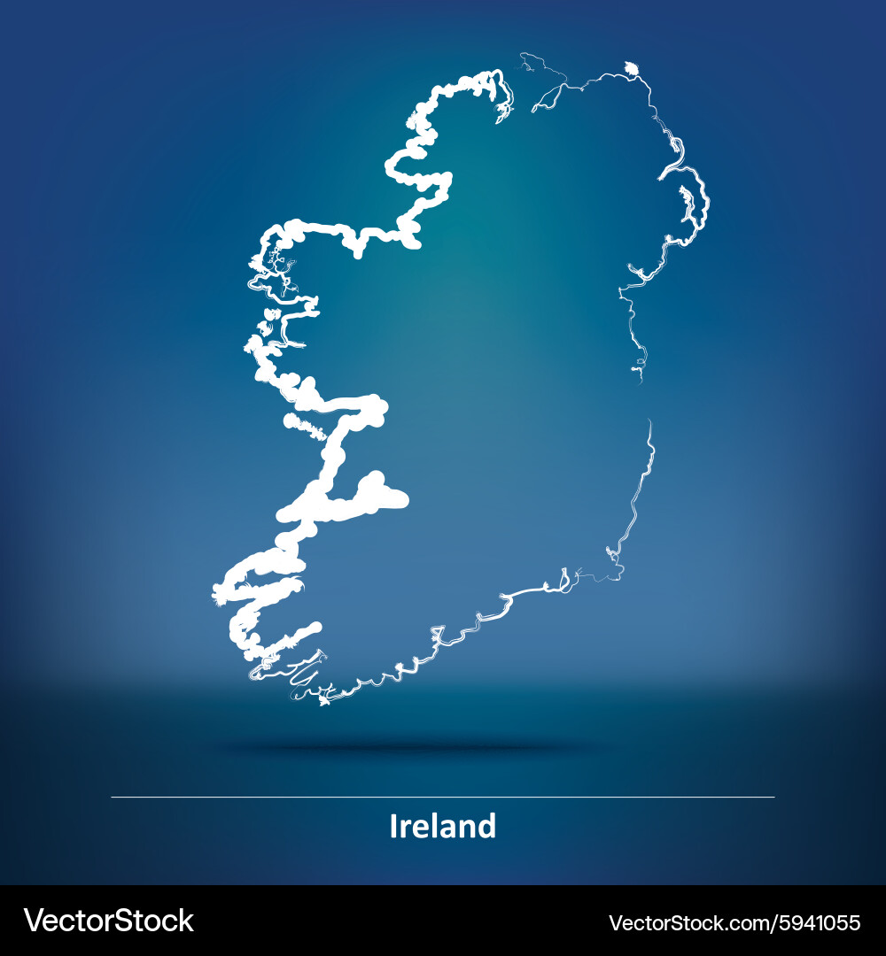 Doodle map of ireland Royalty Free Vector Image