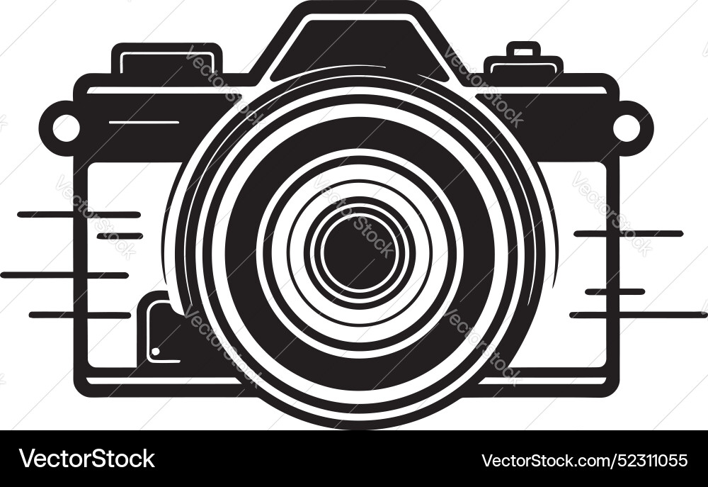 Elegantly defined black camera line art design Vector Image