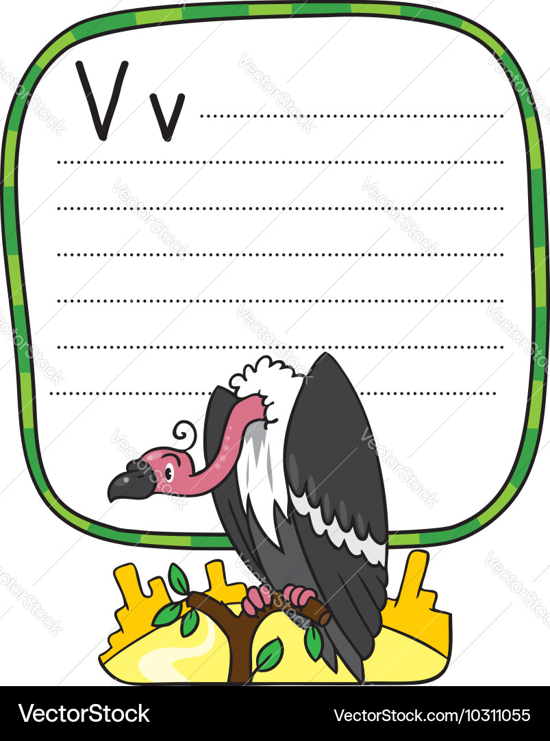 Funny vulture for abc alphabet v Royalty Free Vector Image