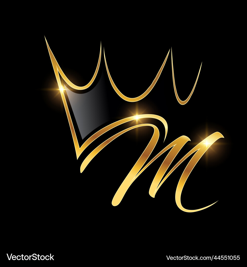Gold Monogram Crown Initial M Logo Royalty Free Vector Image