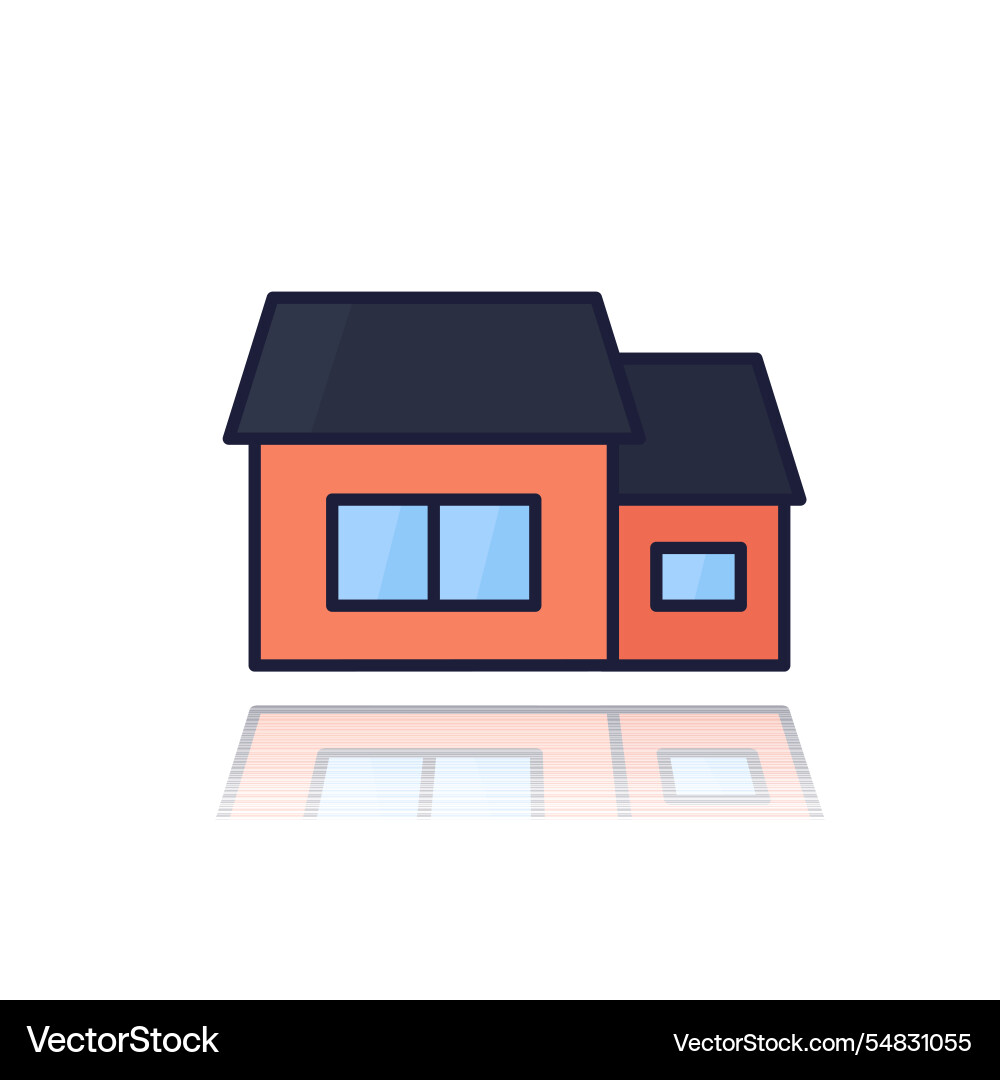 Home extension icon with outline Royalty Free Vector Image