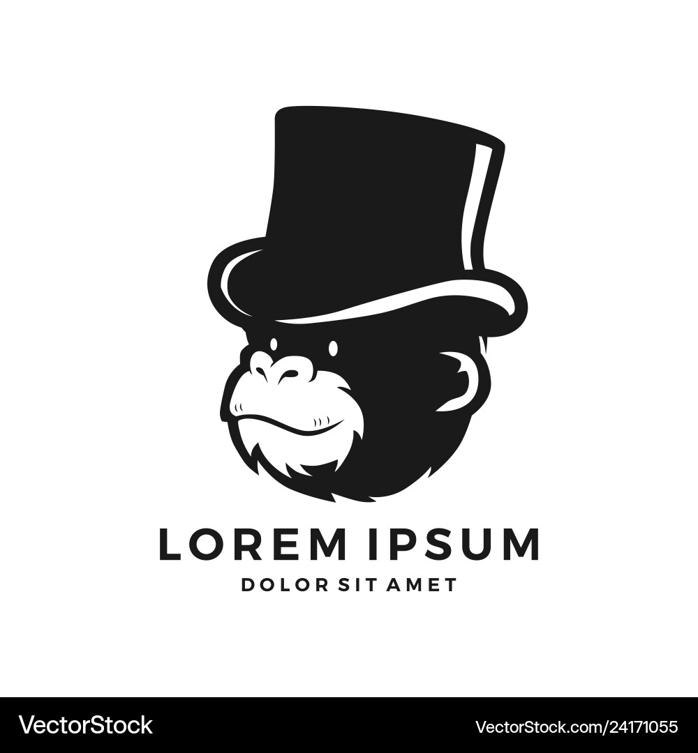 Monkey bucket hat logo Royalty Free Vector Image