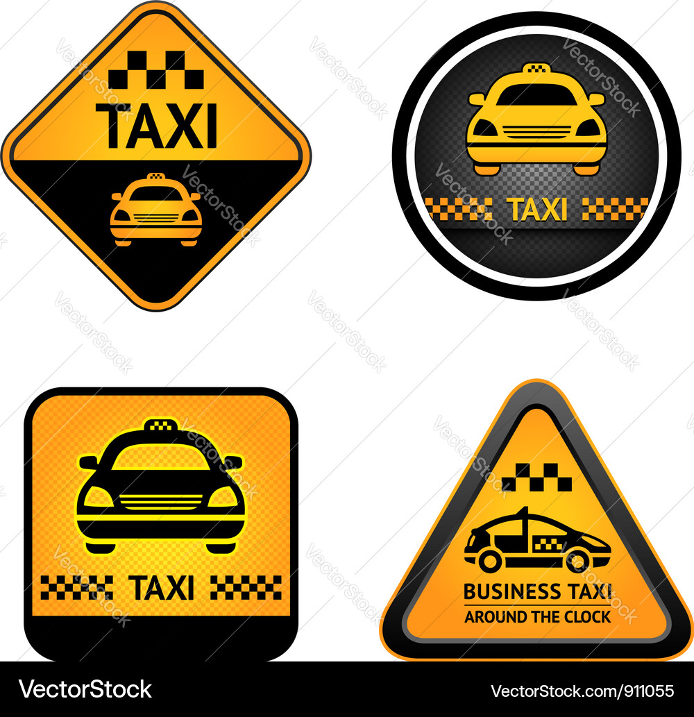 Taxi cab set stickers Royalty Free Vector Image