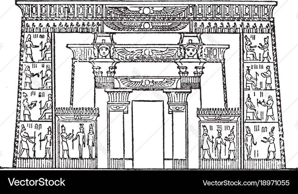 Temple of isis egyptian Royalty Free Vector Image