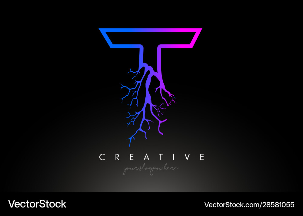 Tree letter t design logo with purple blue Vector Image