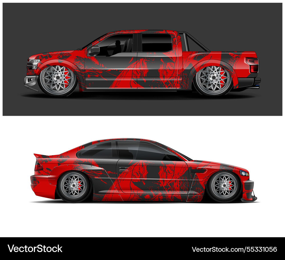 Car wrap graphics sport vehicle design Royalty Free Vector