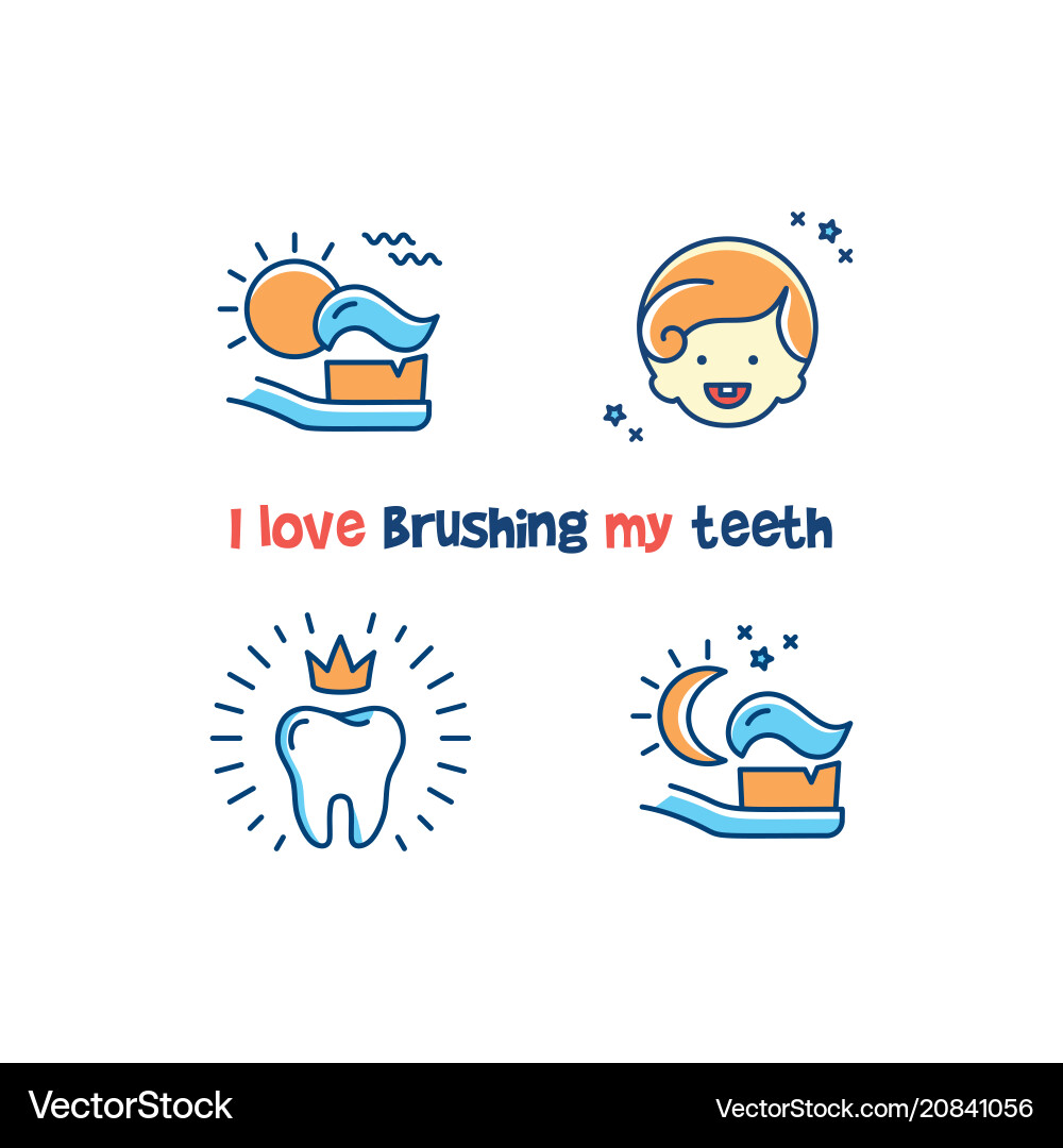 Children dental poster i love brushing my teeth Vector Image