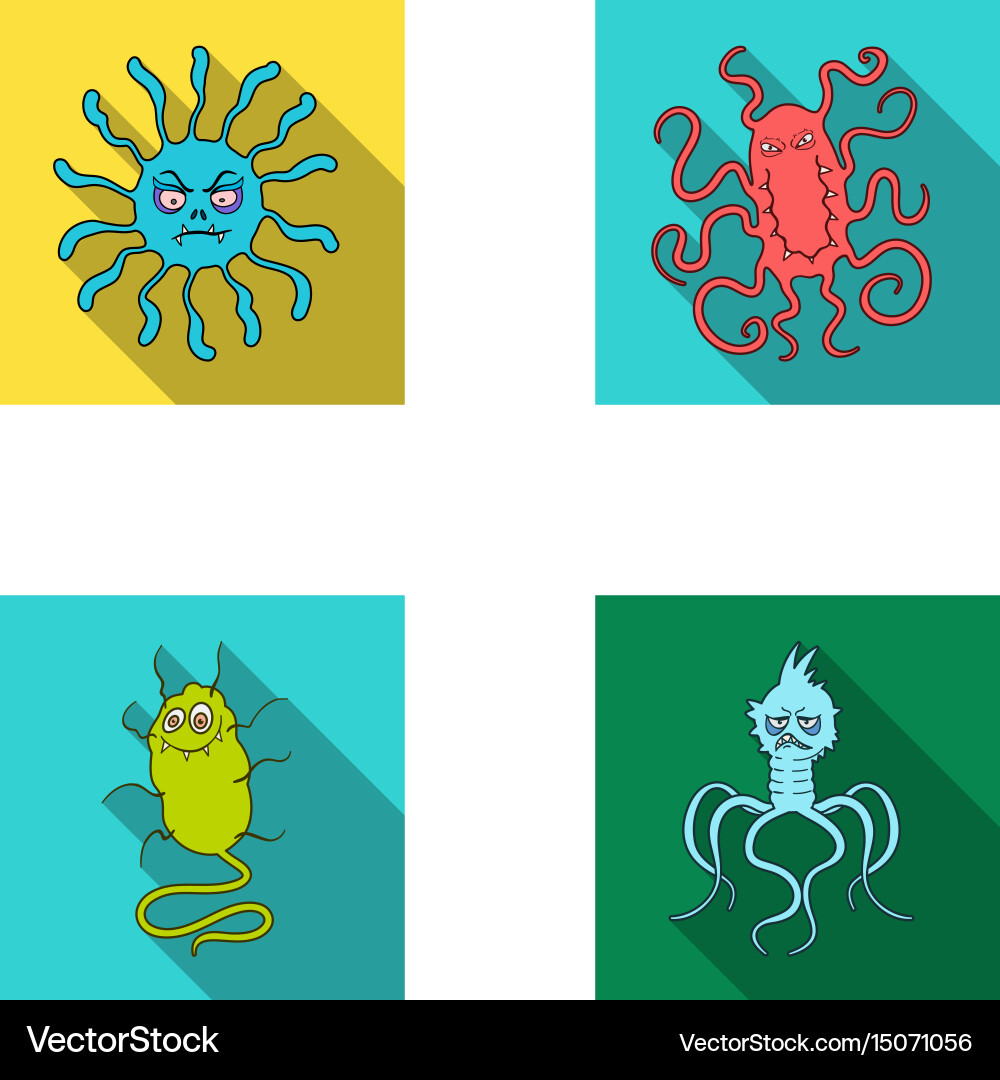 Different types of microbes and viruses Royalty Free Vector