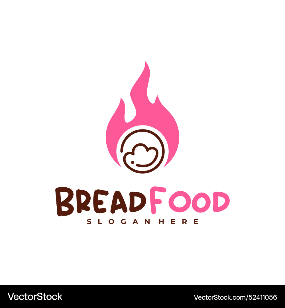 Fire bread logo template creative hot Royalty Free Vector