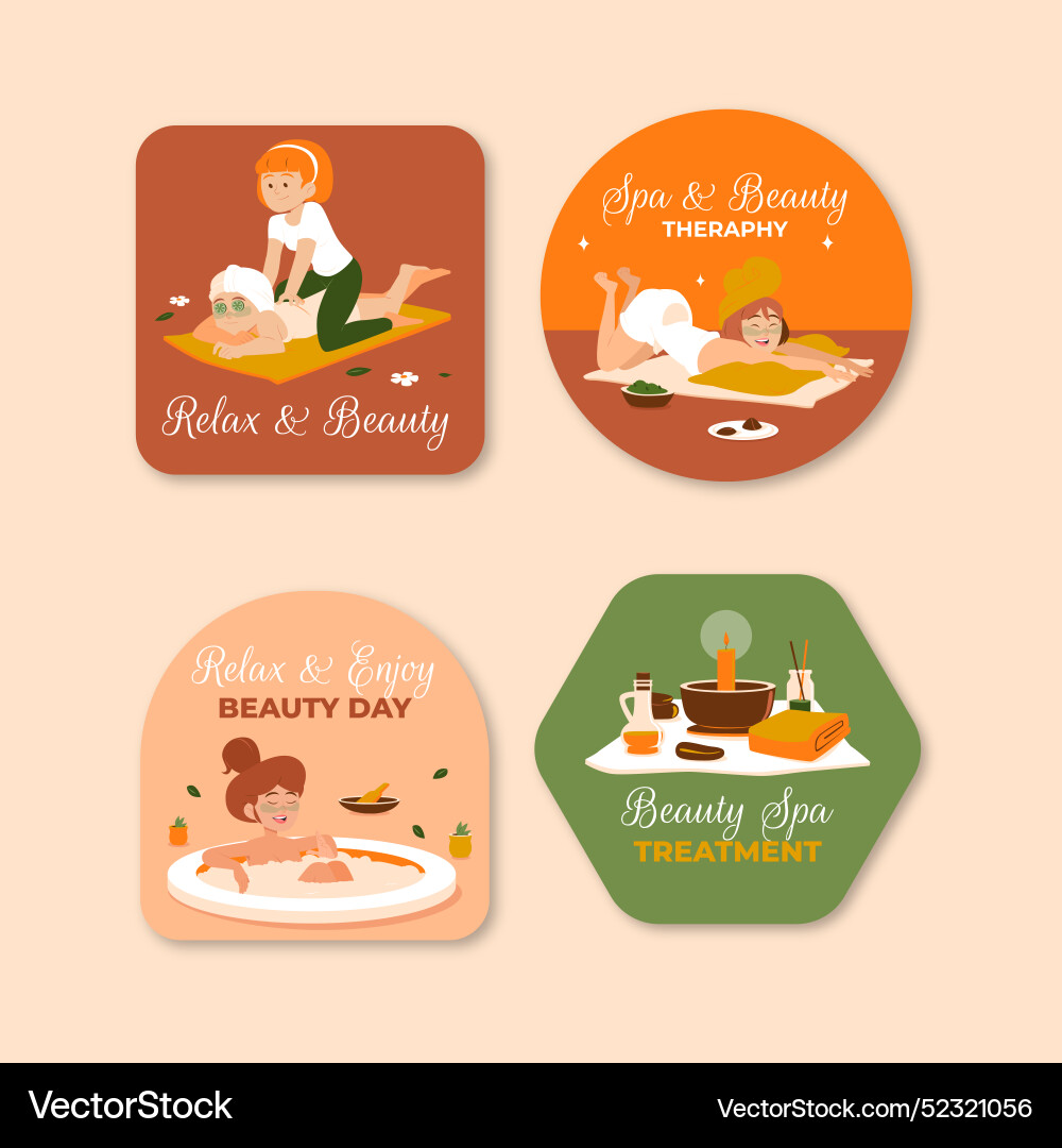 Hand drawn spa treatment labels Royalty Free Vector Image