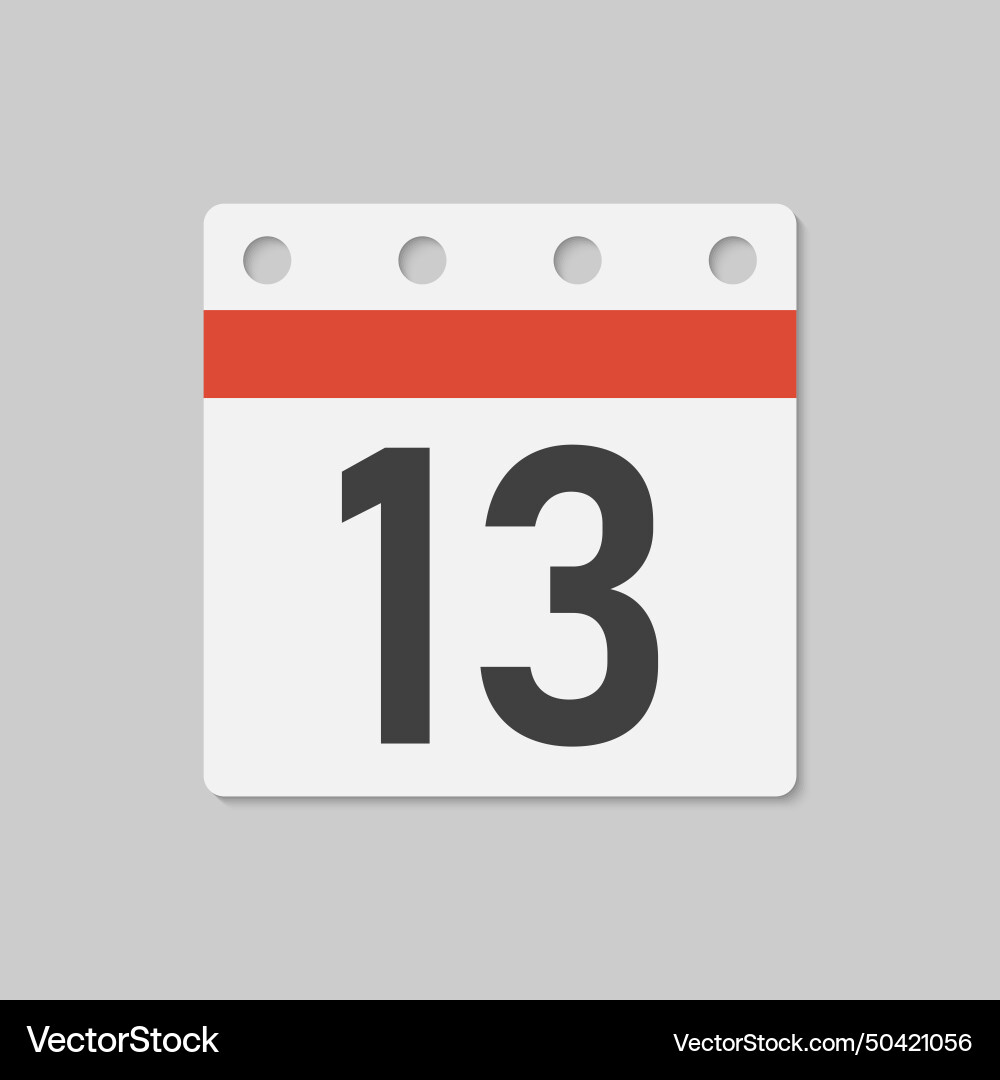 Icon page calendar - day 13 countdown Royalty Free Vector