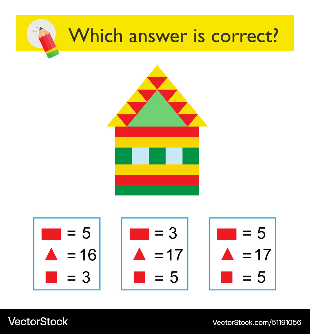 Math activity for kids find the correct answer Vector Image