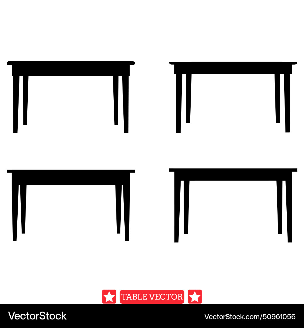 Professional table silhouette set add depth Vector Image