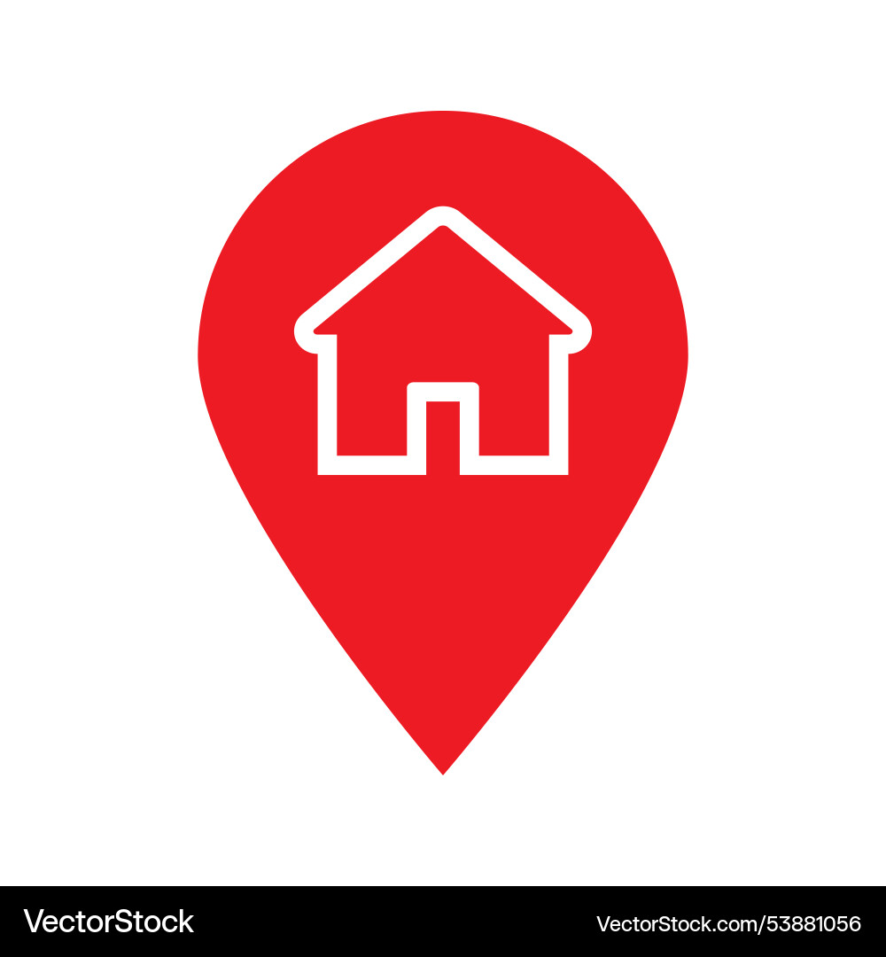 Red map pin for indicating a home Royalty Free Vector Image