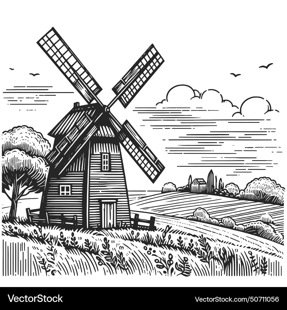 Rustic farm landscape Royalty Free Vector Image