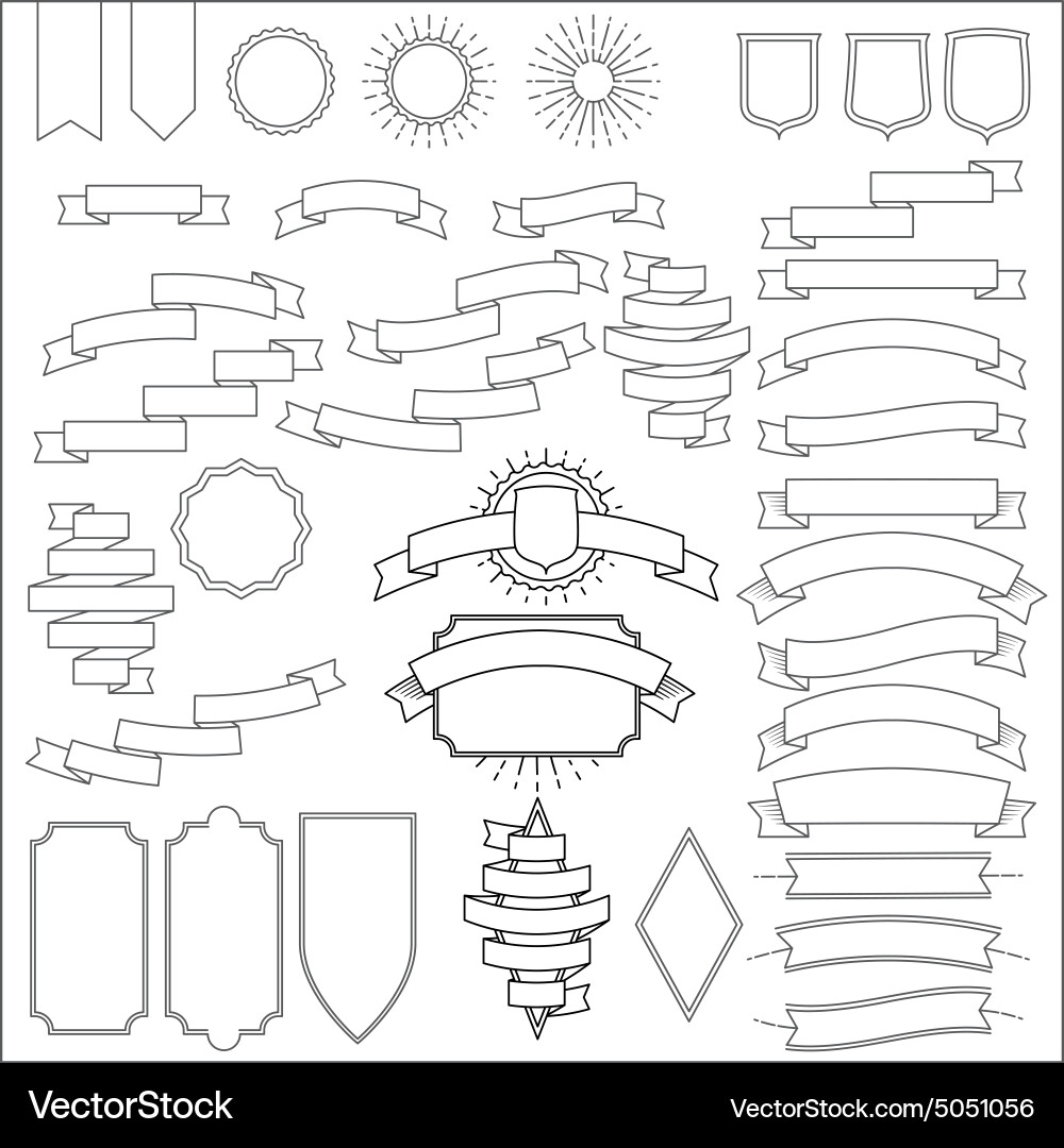 Thin line ribbons set Royalty Free Vector Image