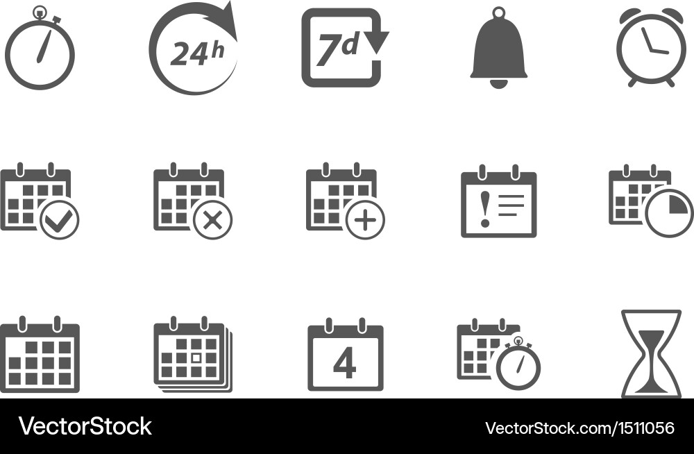 Time and calendar icons Royalty Free Vector Image