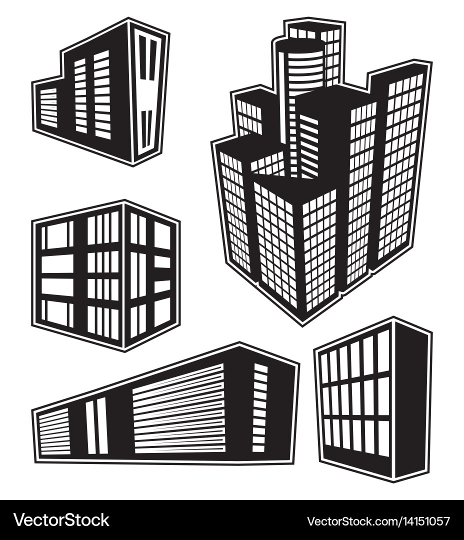 3d buildings Royalty Free Vector Image - VectorStock
