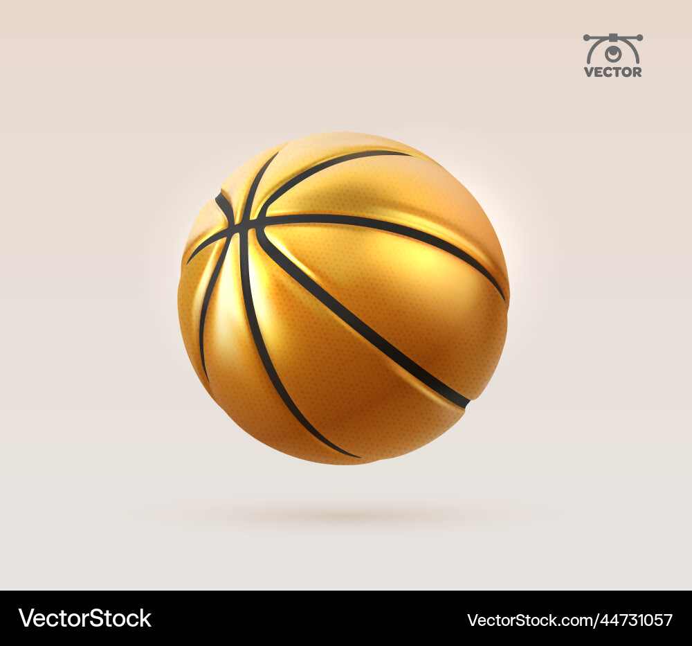 3d realistic golden basketball isolated Royalty Free Vector