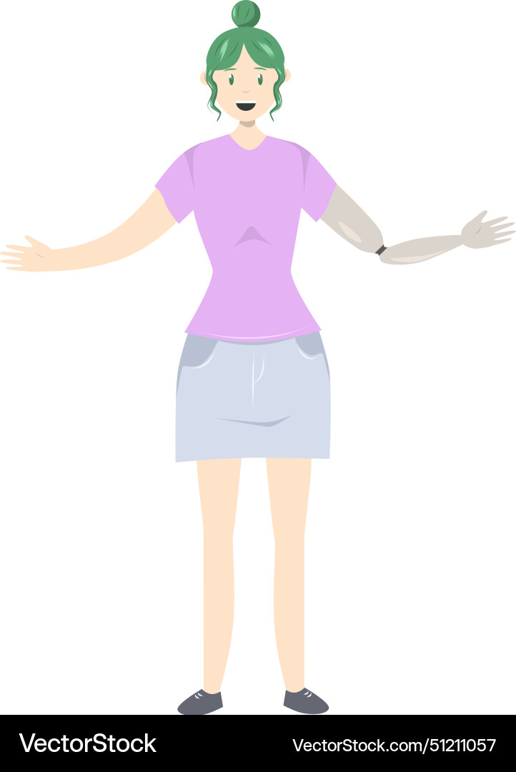 A girl with prosthetic arm Royalty Free Vector Image