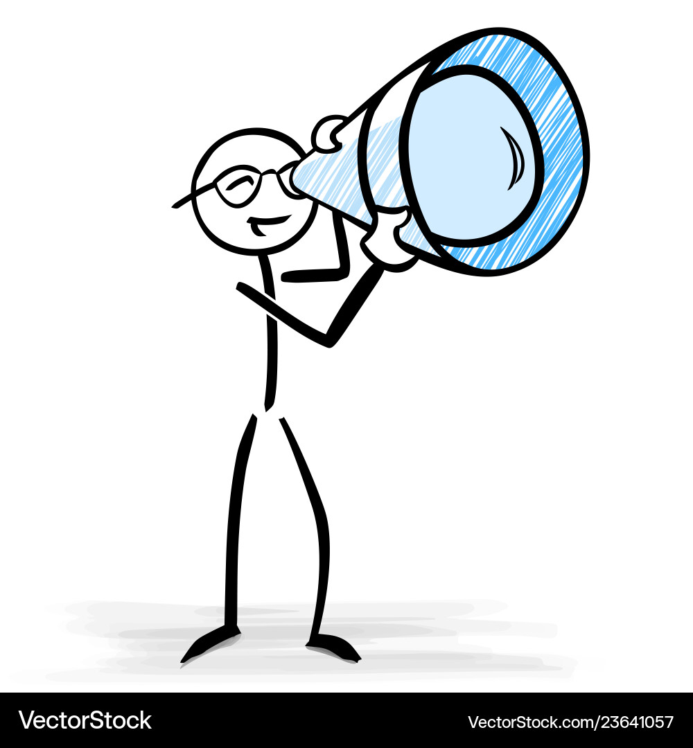 Business Vision - Stick Figure Telescope Vector Image