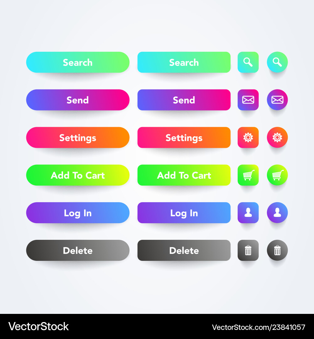 Colorful web app buttons with symbols and text Vector Image