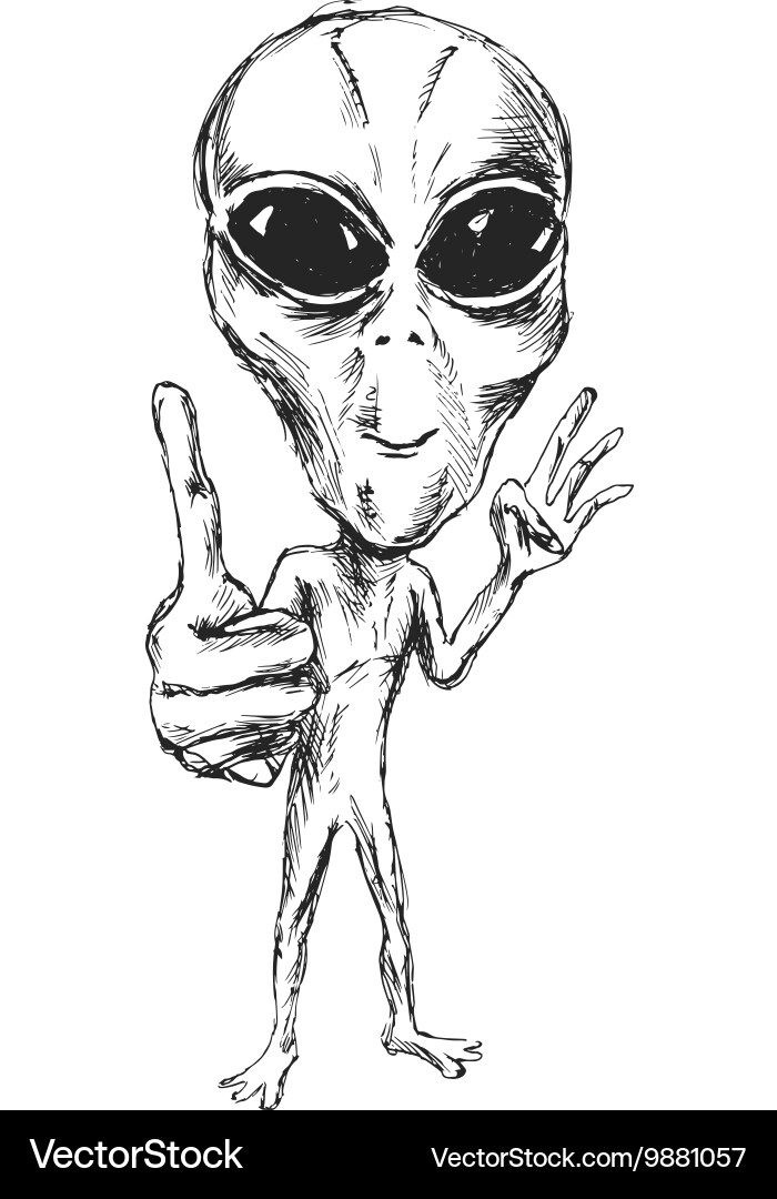Hand sketch of an alien Royalty Free Vector Image