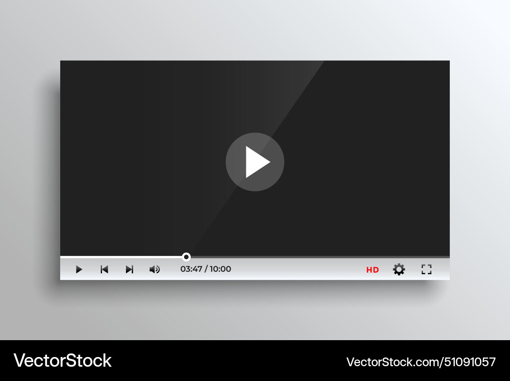 Modern video player mockup template for web Vector Image