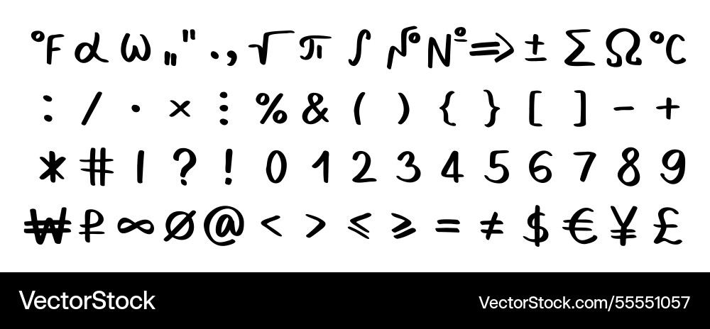 Scribble black special math symbols numbers Vector Image