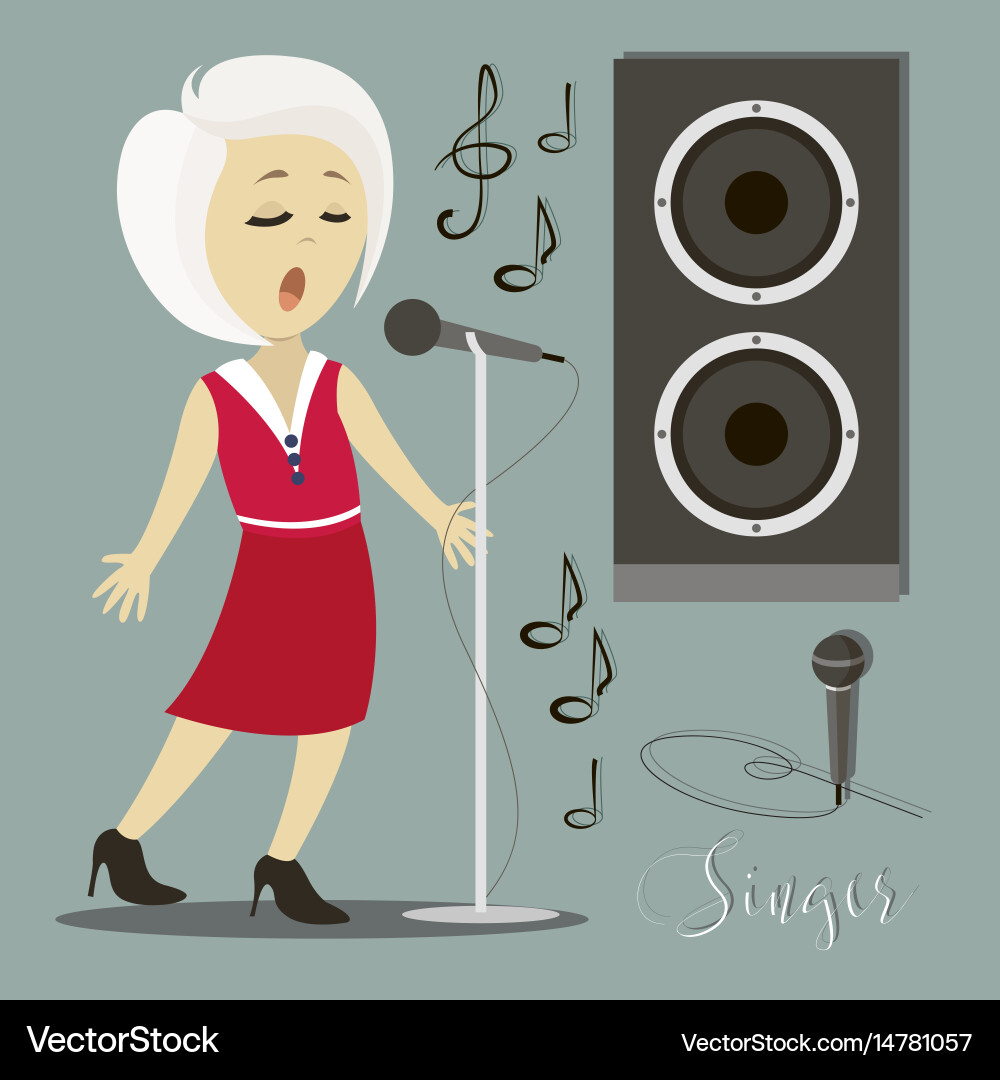 Singing girl pop singer Royalty Free Vector Image