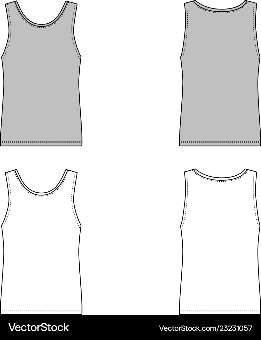 Singlet man Vorlage vorne hinten Ansichten Vektorbild
