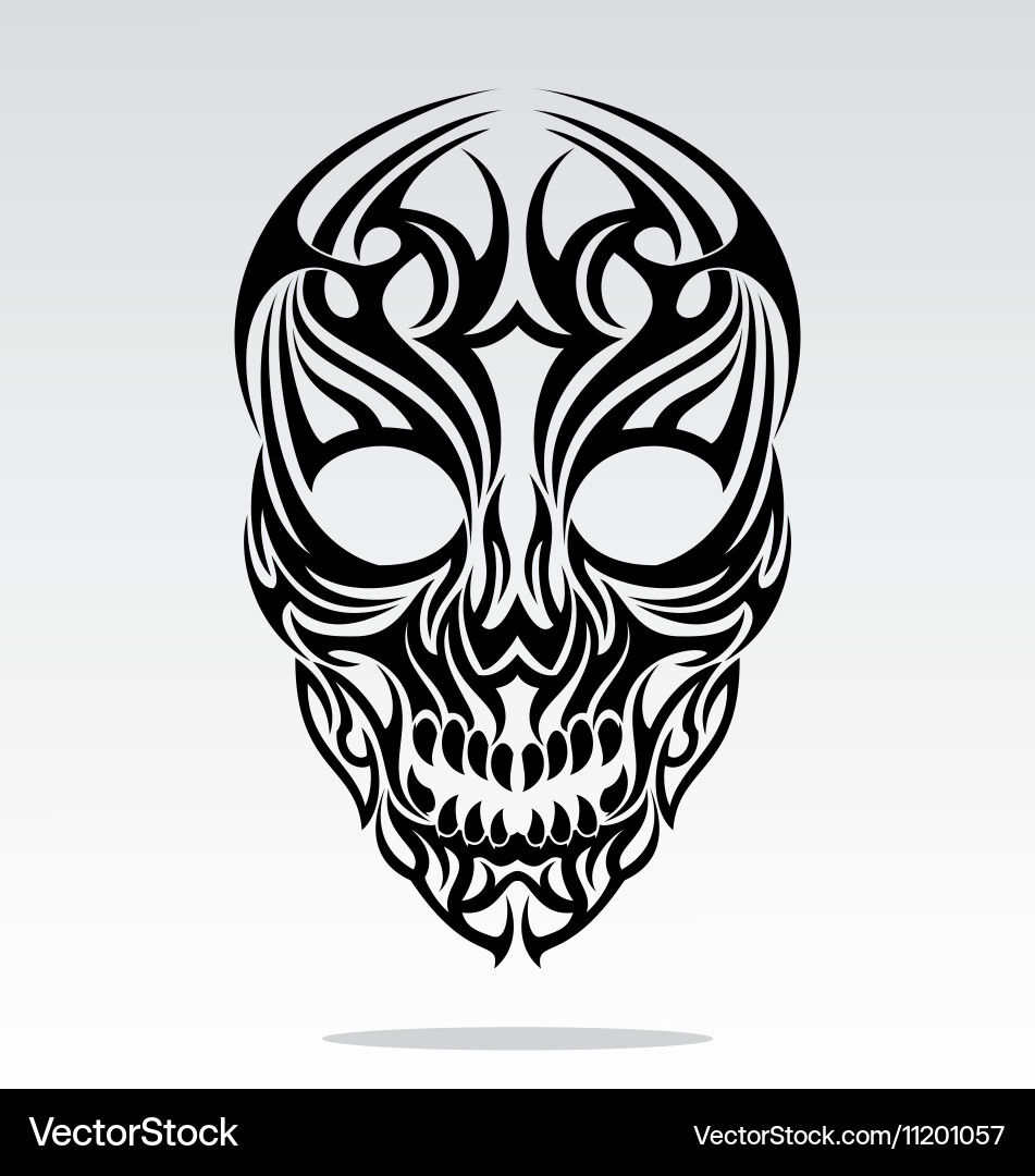 Black Tribal Skull Illustration Of A Tribal Skull Image. Perfect For
