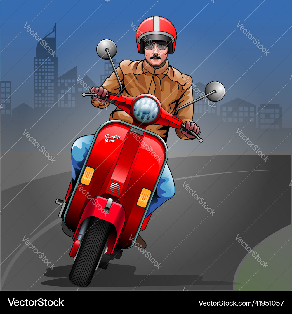 Vespa rider Royalty Free Vector Image - VectorStock